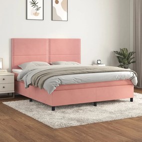 Box spring postel s matrací růžová 180x200 cm samet,  3142982