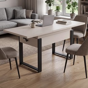 Rozkládací polohovací konferenční stolek HOGO 3v1 | 120-157x62,5-74,5x67 cm | síla horní desky 32 mm | kašmír/černé nohy