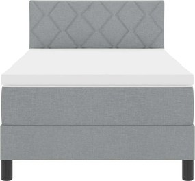 Postel s boxspringem s čelo Světle šedá 90 x 190 cm textil 3338727