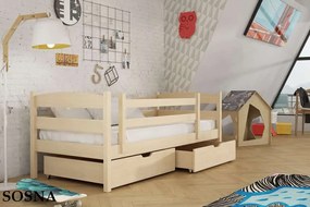Dřevěná postel ZUZKA 90x200 cm s úložným prostorem borovice masiv