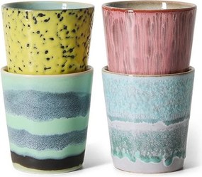 Sada 4ks kameninových hrnků na kávu 70s Artist – 7,5*7,5*8 cm / 230ml