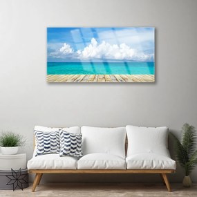 Obraz na skle Moře Mraky Molo Krajina 140x70 cm