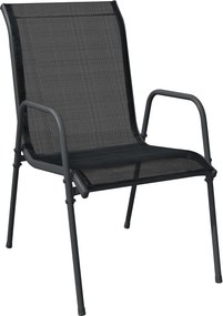 7dílný zahradní jídelní set černý ocel a textilen 3200696