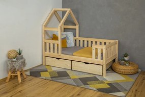 MAXIDO Dětská postel domeček Zara - dva šuplíky 180x80 přírodní