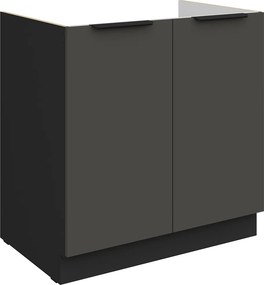 ARIA pe | dolní skříňka 80 ZL 2F dřezová | 80 cm | ANTI FINGERPRINT povrch | černá/šedá grafit