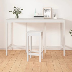 Barový stůl bílý 180 x 80 x 110 cm masivní borové dřevo