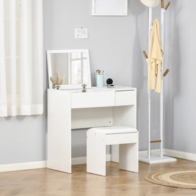 HOMCOM Moderní toaletní stolek 80Š x 40H x 79V cm se sklopným zrcadlem, zásuvkou a úložným prostorem + stůl