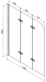 Mexen Cubik obdélníková vana 160 x 70 cm s pláštěm a 3-křídlovou zástěnou 120 cm, Průhledné, Chromovaná - 550316070X9012030100