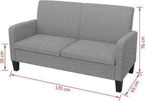 Dvousedačka, 135x65x76 cm, světle šedá 244708