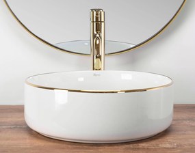 Rea Sami Gold Edge, umyvadlo na desku 36x36 cm, bílá-zlatá, REA-U6758