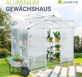 Juskys Hliníkový skleník se základovým rámem Velikost: 4,75 m²