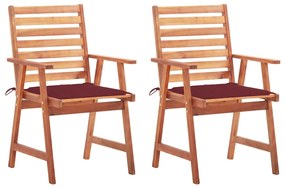 Zahradní jídelní židle 2 ks s poduškami masivní akáciové dřevo,  3064329