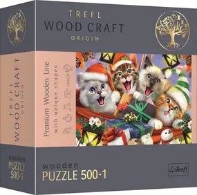 Trefl Wood Craft Origin - Puzzle - Vánoční Kočky / 501 dílků / 37.5 x