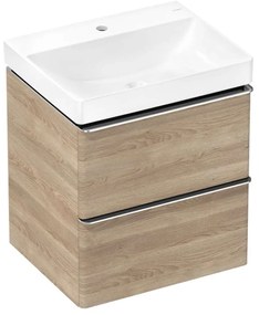 Hansgrohe Xelu Q - Skříňka s umyvadlem, 63x58x50 cm, 2 zásuvky, přírodní dub/chrom 54373000