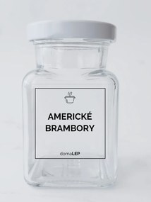Samolepka na kořenky AMERICKÉ BRAMBORY průhledná 5 × 5 cm tučné písmo