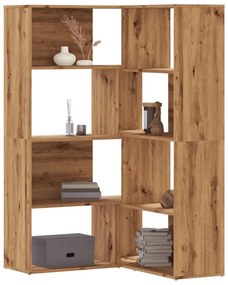 Rohová knihovna 4patrová dub artisan 85 x 85 x 140 cm kompozit 3307818
