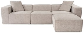 Hanah Home Čtyřmístná pohovka s pufem LORA mocha 303 cm