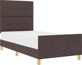 Rám postele s čelo Tmavě hnědá 100 x 200 cm textil 3344707