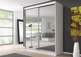 Eoshop Šatní skříň Queen 20 (203 cm), Bílá / Zrcadlo, Osvětlení: Ne