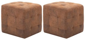Taburety 2 ks hnědé 30 x 30 x 30 cm umělá broušená kůže 278382