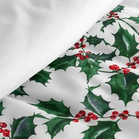 Vánoční povlečení 160x200 Tori bílá zelené listy mikrovlákno Eurofirany Św 24