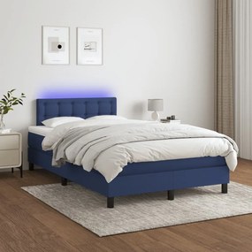 Box spring postel s matrací a LED modrá 120x190 cm textil 3270073