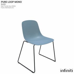 Židle Pure Loop Mono Sled Barva kovové konstrukce: Matt black 31, Barva sedáku a opěradla z recyklovaného plastu: Powder blue IS503