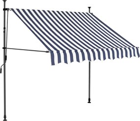 Ručně zatahovací markýza s LED světlem 150 cm modrobílá 145842