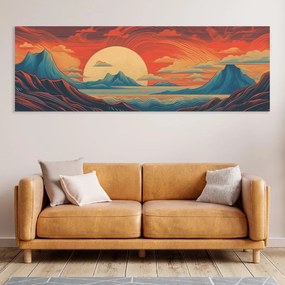 Obraz na plátně - Západ slunce v horách ve stylu Art Deco FeelHappy.cz Velikost obrazu: 180 x 60 cm