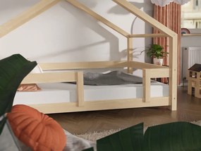 Benlemi Dětská domečková postel LUCKY s pevnou bočnicí Barva: Šalvějová zelená, Rozměr: 120 x 200 cm