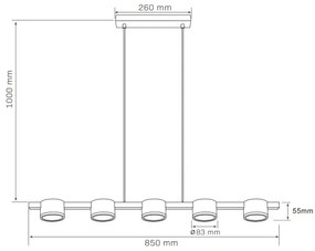 LED Lustr na lanku MIRELLA 5xGX53/6W/230V černá