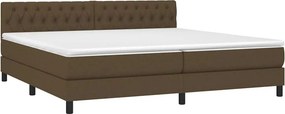 Box spring postel s matrací a LED tmavě hnědá 200x200 cm textil 3133424