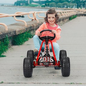 Costway Motokára s nastavitelným sedadlem a ruční brzdou šlapací autíčko