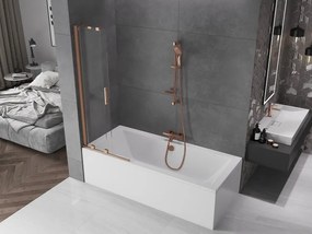 Mexen Velar, 2-křídlová posuvná vanová zástěna 70 x 150 cm, 8mm čiré sklo, měděná matná, 896-070-000-01-65