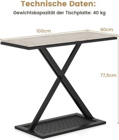 Costway Konzolový stolek s deskou z umělého mramoru s kovovým rámem, černobílý