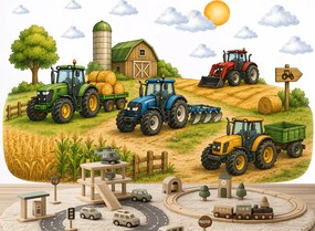 Traktory na farmě samolepky na zeď za postel arch 75 x 40 cm