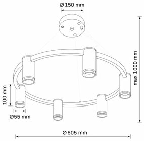 Lustr na lanku PARIS 6xGU10/12W/230V černá
