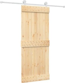 vidaXL Posuvné dveře s kováním 85 x 210 cm masivní borové dřevo [3203106]