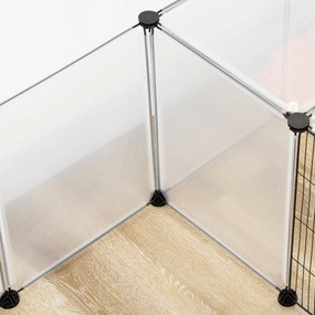 Pawhut DIY Ohrada pro domácí zvířata s 20 pryskyřičnými panely - Modulární klec pro malé zvířata pro morčata, králíky a činčily 175x70x45 cm Bílá