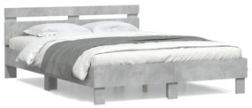 vidaXL Rám postele s čelem betonově šedý 140 x 200 cm kompozitní dřevo