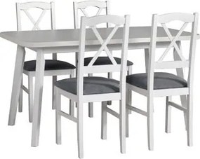 Nábytkáři ORFA MILENIUM 6 - jídelní set stůl+4 židle (Oslo 6+Nilo 11 ) lamino bílá borovice andersen / židle bílá/ látka světle šedá  1B-Soro 90 - kolekce &quot;DRE&quot; (DM) (K150)NOVINKA
