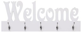 Nástěnný věšák WELCOME bílý 74 x 29,5 cm 284247