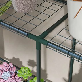 Stojan na rostliny Outsunny, květinový regál se 3 patry, stojan na rostliny, květinový stojan pro zahradu, balkon, ocel, tmavě zelený, 222 x 30 x 114…