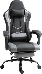 Herní křeslo Vinsetto, výškově nastavitelné, s opěrkou hlavy a bederním polštářem, ergonomické, do 120 kg, s podnožkami, černé | Aosom.de
