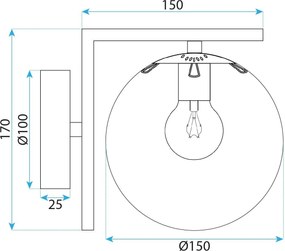 Toolight Toolight, nástěnné svítidlo 1xE27, G102-1W, zlatá lesklá, OSW-09727