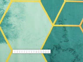 Biante Bavlněný závěs Sandra SA-431 Hexagony na zeleném 150x180 cm