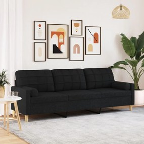 3místná pohovka s polštáři černá 210 cm textil 3278205