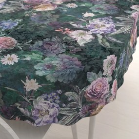 Biante Dekorační oválný ubrus BM-010 Velké fialové květy na tmavě zeleném 100x140 cm