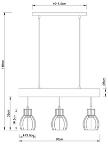 Globo 15326-3NB - Lustr na lanku MINA 3xE27/60W/230V