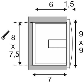 SLV 233605 Downunder Out LED S, antracitové zápustné svítidlo do stěny, 1,7W LED, 3000K, 9x9cm, IP55